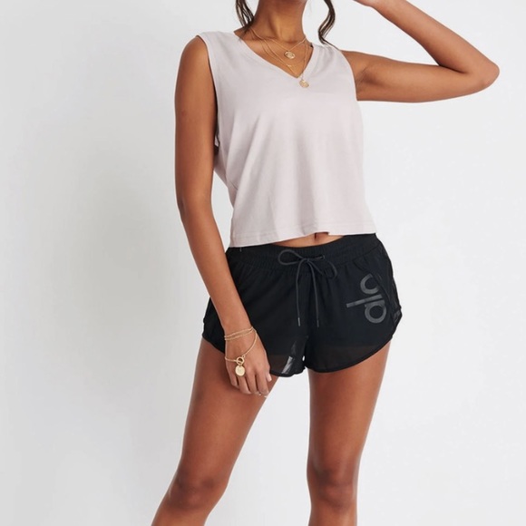 ALO Yoga | Shorts | Alo Yoga Black Ambience Mesh Overlay Shorts | Poshmark